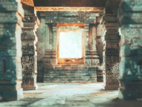 Blurred Ancient Mayan Temple Interior With No People Classical Interior