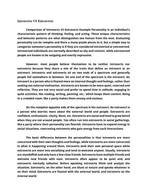 Introverts Vs Extroverts Pdf Extraversion And Introversion Cognition