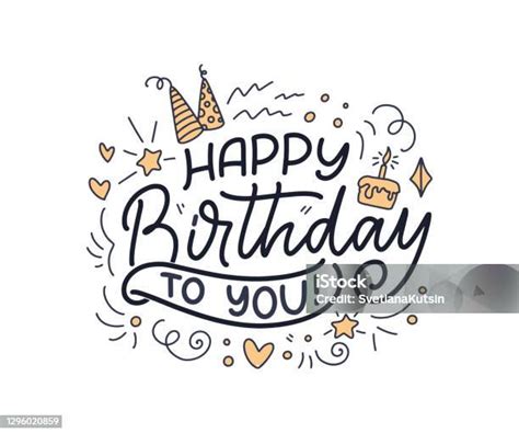 생일 축하를 위한 레터링 슬로건 기프트 카드 포스터 및 인쇄 디자인을 위한 손으로 그린 문구 현대 서예 축하 텍스트 벡터 개념에 대한 스톡 벡터 아트 및 기타 이미지