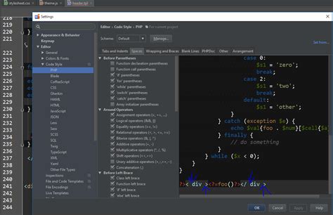 Format Code Php And Html In A Tpl File Html Tag Spaces Ides Support