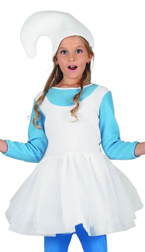 Girls Blue Elf Smurfette Costume Blue Smurf Girls Fancy Dress Costume
