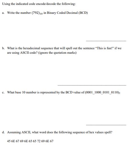 Solved Using The Indicated Code Encodedecode The