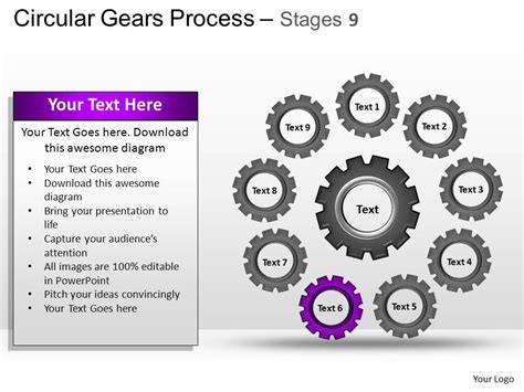 Circular Gears Flowchart Process Diagram Stages Ppt Templates PowerPoint Presentation