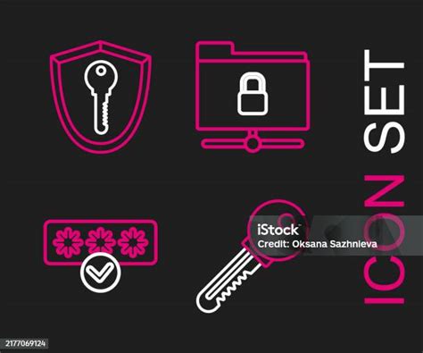 회선 키 암호 보호 및 안전 액세스 Ftp 폴더 잠금 및 키 아이콘이 있는 방패를 설정합니다 벡터 0명에 대한 스톡 벡터 아트 및 기타 이미지 Istock