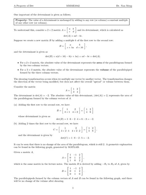 Det Property Pdf Determinant Matrix Mathematics