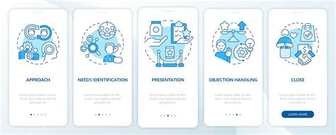 Sales Process Blue Onboarding Mobile App Screen Idea Kit Step Vector