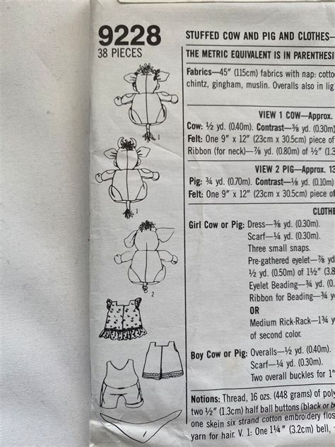 Simplicity 9228 Sewing Pattern Arts And Crafts Project Pattern Make