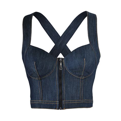Love Rose原创 夜店性感女装牛仔裹胸衣抹胸上衣打底吊带马甲背心 Piliqiaqia