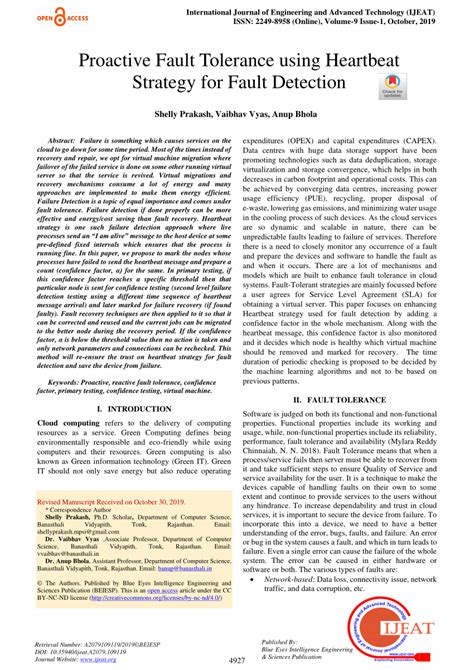 Pdf Proactive Fault Tolerance Using Heartbeat Strategy For Fault