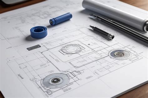 Premium Photo Engineering Schematic Illustration Mockup