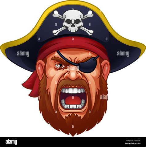 Pirate Captain Angry Mascot Cartoon Man Face Head Stock Vector Image
