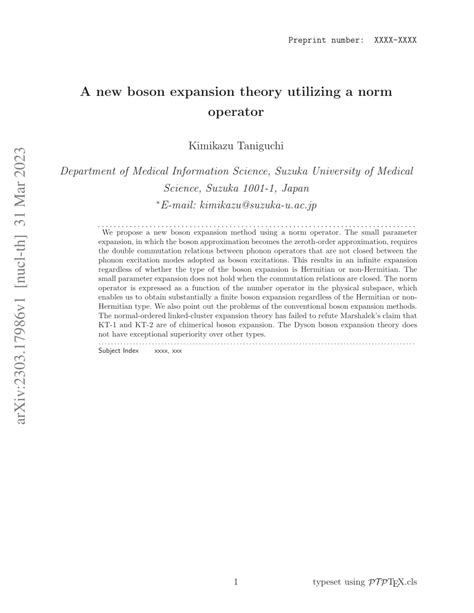 Pdf A New Boson Expansion Theory Utilizing A Norm Operator