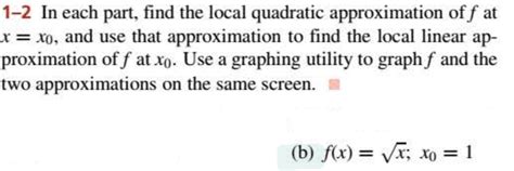Solved In Each Part Find The Local Quadratic Chegg