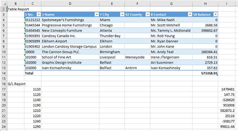 combining gl function and table support topics