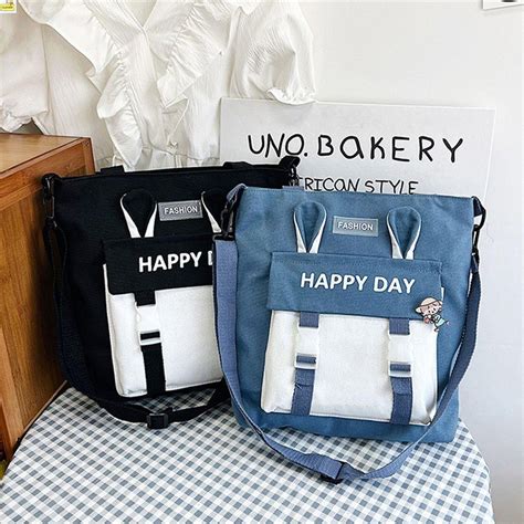 กระเป๋าสะพายไหล่ กระเป๋าถือ ผ้าแคนวาส แบบเรียบ สําหรับเดินทาง Clever Th Thaipick