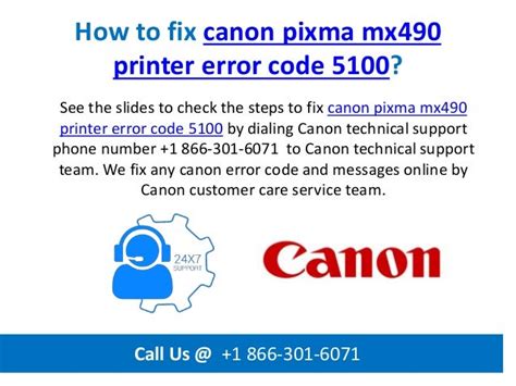 How To Fix Canon Pixma Mx490 Printer Error Code 5100 Call Us 1 866