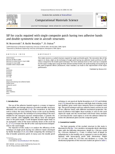 Pdf Sif For Cracks Repaired With Single Composite Patch Having Two Adhesive Bands And Double