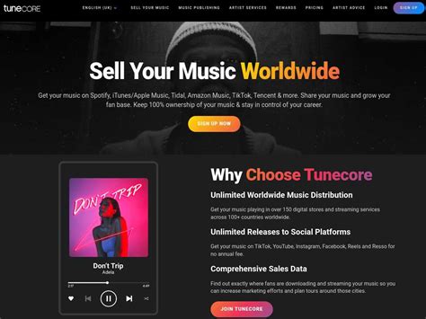 TuneCore UK Digital Music Distribution Buzzsonic