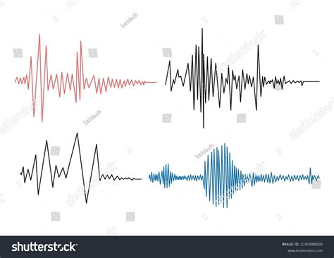 Earthquake Seismogram Waves Set Seismograph Vibration Stock Vector