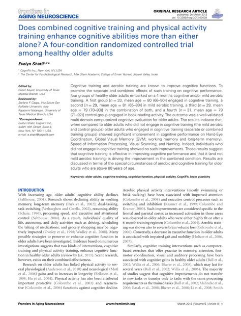 Pdf Does Combined Cognitive Training And Physical Activity Training Enhance Cognitive