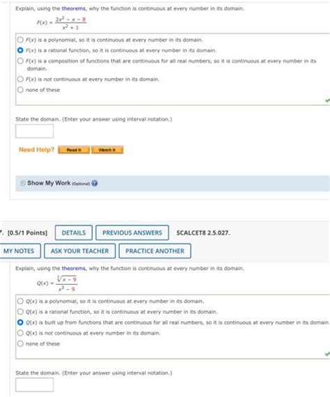 Solved Explain Using The Theorems Why The Function Is