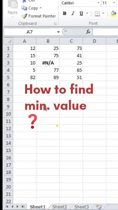 How To Find Minimum Value In Excel Excel Exceltricks Exceltips