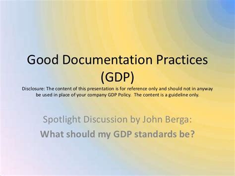 Good Documentation Practices Presentation