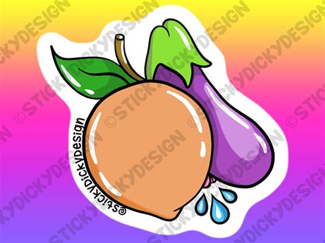 Eggplant Peach Squirt Emoji Sticker Etsy