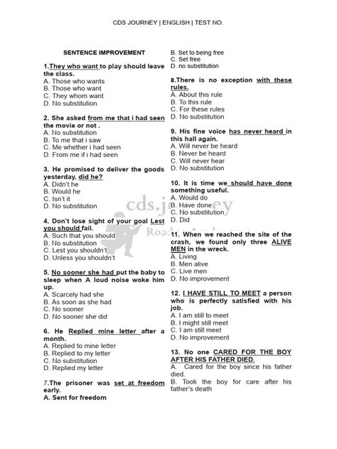 1st April Eng Revision Sentence Improvement S1s6 Pdf Sheep