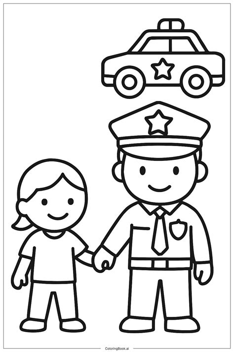 아이를 돕는 경찰관 색칠하기 페이지 무료 Pdfandpng 인쇄 가능