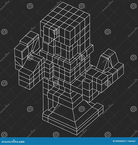 Wireframe Mesh Cubes Element Stock Vector Illustration Of Cube Icon 69606823