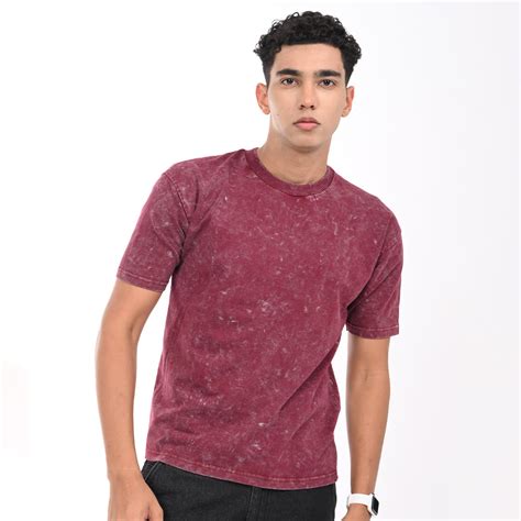 Maroon Oversized Acid Washed T Shirt Martizy