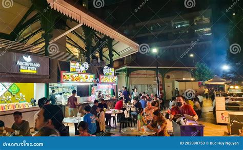 Night Life At Former Telok Ayer Market Now Known As Lau Pa Sat In