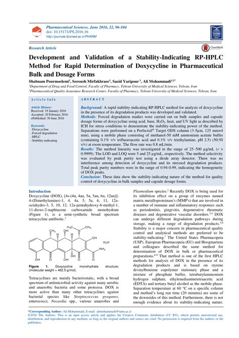 PDF Development And Validation Of A Stability Indicating RP HPLC Method For Rapid