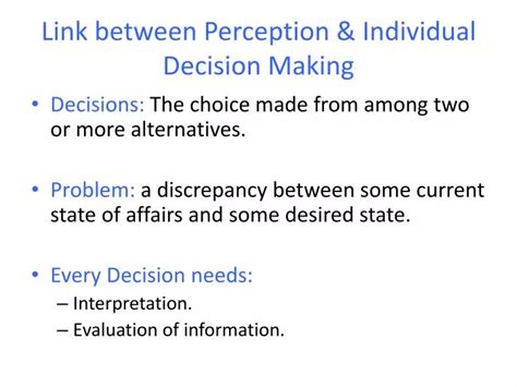 Ppt Link Between Perception And Individual Decision Making Powerpoint