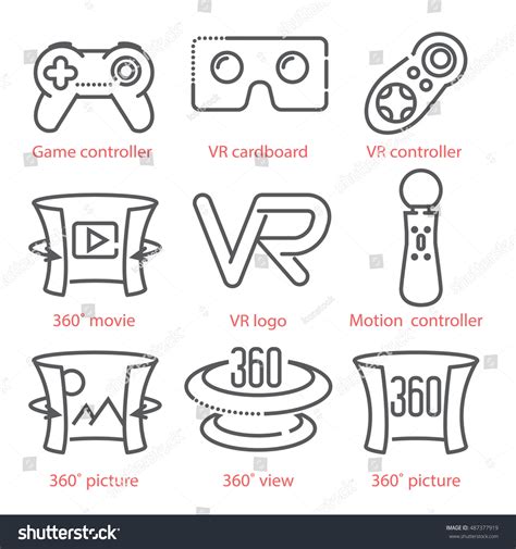 Vector Thin Line Icons Set Virtual Stock Vector Royalty Free 487377919