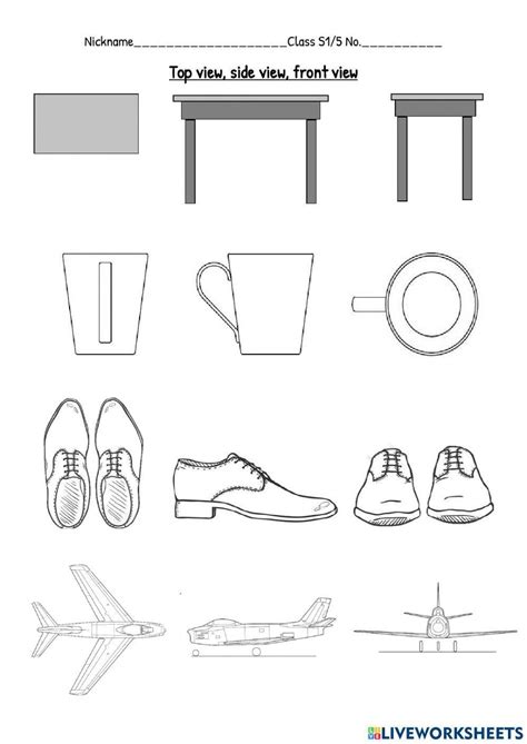 FRONT VIEW SIDE VIEW TOP VIEW Worksheet Live Worksheets Worksheets