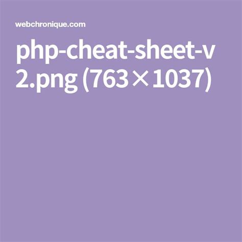 Php Cheat Sheet V2