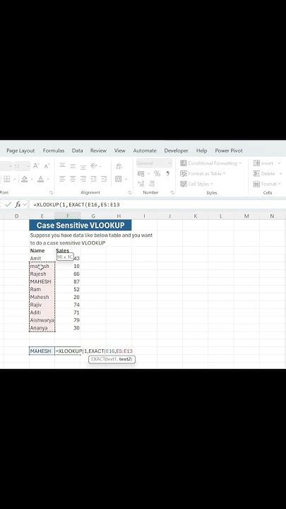 Mastering Case Sensitive Vlookup With Xlookup Shorts Xlookup Vlookup