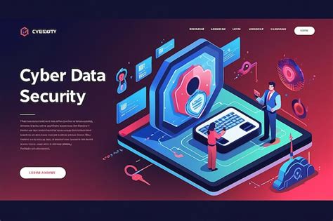 Cyber Data Security Isometric Landing Page Banner Premium Ai