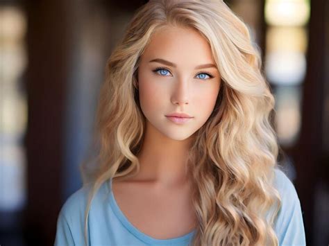 Premium Photo Portrait Of A Beautiful Blonde Girl With Long Curly