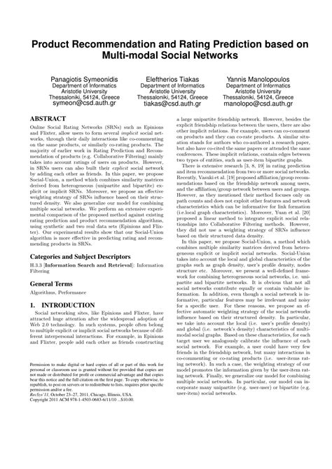 Pdf Product Recommendation And Rating Prediction Based On Multi Modal Social Networks