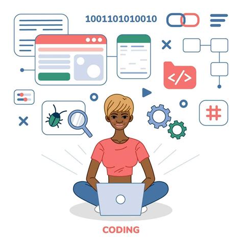 Programmer Tester Female Character Cartoon Illustration African