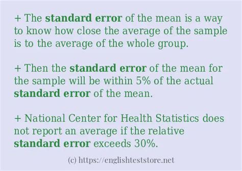 Standard Error Example In Sentences Englishteststore Blog