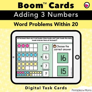 Adding Numbers Word Problems Boom Cards By Printables For Moms