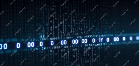 Premium Photo Blue Digital Binary Data On Computer Screen Background Binary Code Background