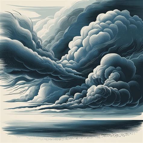 Default Highly Detailed Vector Stipple Illustration Of Storm Clouds