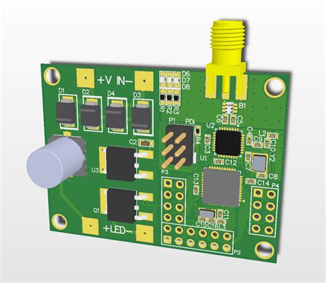 A 3d Rendering Of A Circuit Board With A Bridge Rectifier Mosfet Sma