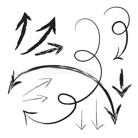 Sketchy Arrow Set Doodle Arrows Hand Drawn Direction Marks Stock Illustration Illustration