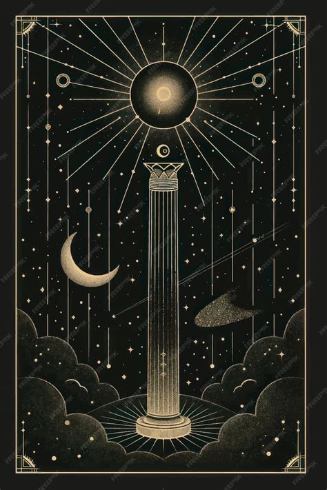 Premium Vector Celestial Pillar Night Sky Illustration